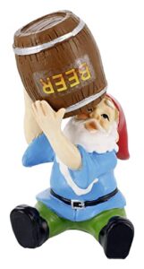 gnometastic mini gnomes – beer drinking gnome, 4in – small, drunk garden gnome statue for fairy garden, planters, indoor, outdoor decoration