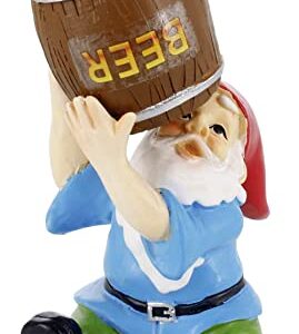 Gnometastic Mini Gnomes - Beer Drinking Gnome, 4in - Small, Drunk Garden Gnome Statue for Fairy Garden, Planters, Indoor, Outdoor Decoration