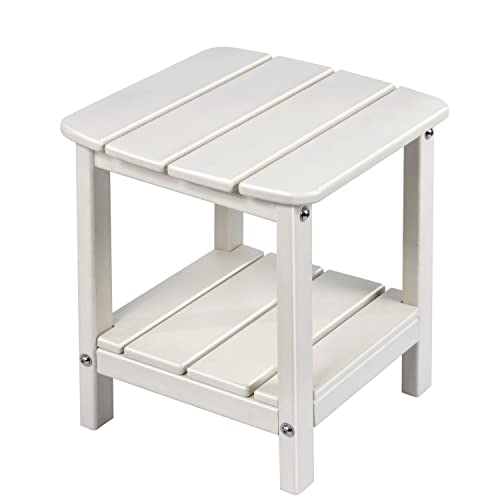 LovoIn Adirondack Table Outdoor Rectangular Side Table, Easy-Maintenance & Weather-Resistant Poly Lumber End Tables for Patio, Garden, Lawn, Indoor Outdoor Companion (Beige)