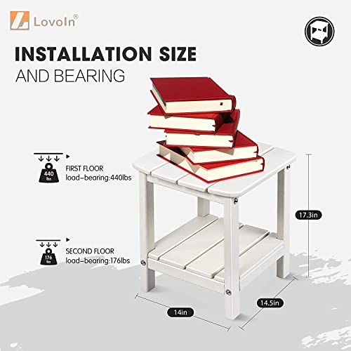 LovoIn Adirondack Table Outdoor Rectangular Side Table, Easy-Maintenance & Weather-Resistant Poly Lumber End Tables for Patio, Garden, Lawn, Indoor Outdoor Companion (Beige)