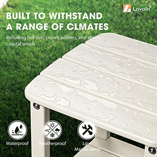 LovoIn Adirondack Table Outdoor Rectangular Side Table, Easy-Maintenance & Weather-Resistant Poly Lumber End Tables for Patio, Garden, Lawn, Indoor Outdoor Companion (Beige)