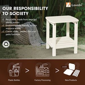 LovoIn Adirondack Table Outdoor Rectangular Side Table, Easy-Maintenance & Weather-Resistant Poly Lumber End Tables for Patio, Garden, Lawn, Indoor Outdoor Companion (Beige)