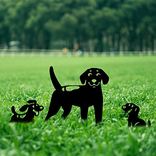 XHSP 3 Pieces Dog Statue Art Decor Garden, Black Dog Silhouette Décor Animals Shape Yard Decoration Art Decoration for Yard Lawn, Garden, Pathway, Outdoor (Dog)