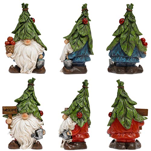 TERESA'S COLLECTIONS Garden Gnomes Statues Decorations for Yard, Set of 2 Cute Gnomes Holding Welcome Sign Garden Sculptures Figurines for Outdoor Patio Lawn Ornament Birthday Housewarming Gift