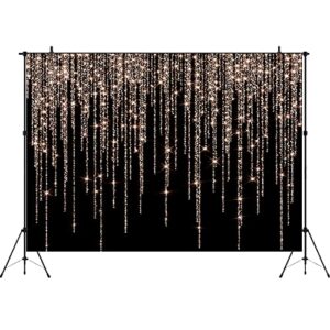 Aperturee Glitter Rose Gold and Black Backdrop 7x5ft Sweet 16th Birthday Girls Photography Background Women Bridal Shower Kids Portraits Baby Shower Party Decorations Banners Photo Studio Props