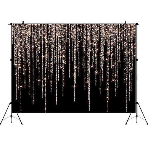 Aperturee Glitter Rose Gold and Black Backdrop 7x5ft Sweet 16th Birthday Girls Photography Background Women Bridal Shower Kids Portraits Baby Shower Party Decorations Banners Photo Studio Props