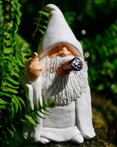 karoter middle finger figurine, naughty smoking wizard gnome, 5.9 inch gnomes garden decorations, garden gnomes statue outdoor, funny figurine for lawn yard balcony porch patio home ornaments outdoor