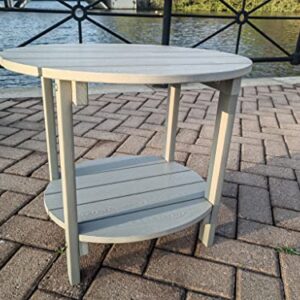 Byzane Double Adirondack Side Table, Patio Outdoor End Table Weather Resistant,Round Table for Patio, Garden, Lawn, Indoor Outdoor Companion, Grey