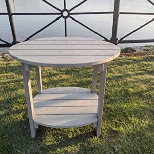 Byzane Double Adirondack Side Table, Patio Outdoor End Table Weather Resistant,Round Table for Patio, Garden, Lawn, Indoor Outdoor Companion, Grey