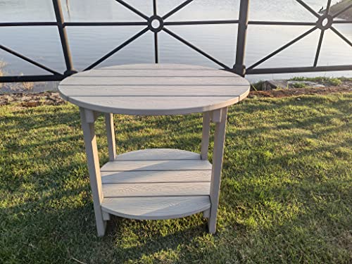 Byzane Double Adirondack Side Table, Patio Outdoor End Table Weather Resistant,Round Table for Patio, Garden, Lawn, Indoor Outdoor Companion, Grey