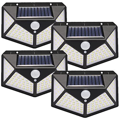 SIMBeThmo Solar Lights Outdoor 4 Pack/2Pack,100LED/3 Modes/270° Lighting Angle Motion Sensor Security Lights,Wall Security Lights for Fence Yard Garden Patio Front Door (4Pack)