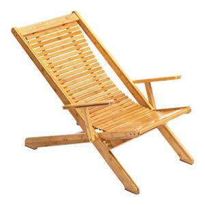 abocofur bamboo folding lounge chair, indoor&outdoor lazy recliner with armrest, home zero gravity chair for lunch break, portable chaise for patio, balcony, garden