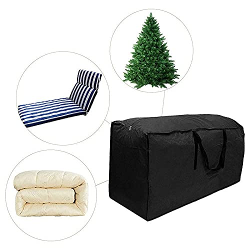 Outdoor Cushion Storage Bag, Black Heavy Duty Waterproof Outdoor Cushion Cover for Garden Furniture Cushions, Christmas Trees Storage Bag