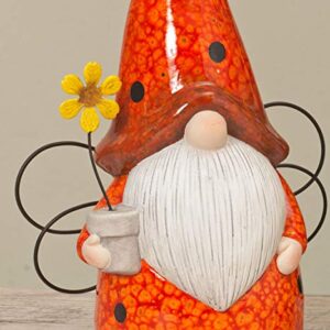 Set of 2 Garden Gnomes 10.5 Inches High, Ladybug and Bee Terracotta Garden Gnome Sculptures with Metal Wings