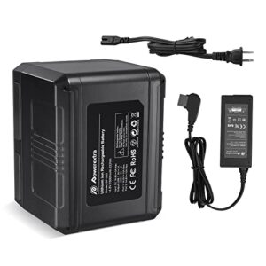 powerextra v mount v lock battery – 222wh 14.8v 15000mah rechargeable battery with d-tap charger and cable for broadcast video camcorder, compatible with sony hdcam, xdcam, digital cinema cameras