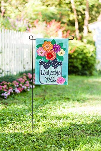 Evergreen Happy St Patrick's Day Garden Size Flag | Double Sided & 3D Applique Stitching Burlap |Green | 18-in x 12.5-in | Polka Dot Irish Clover | Outdoor Home Décor Lawn Yard Patio Deck Porch