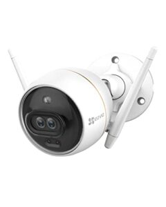 ezviz outdoor security camera dual lens 1080p, excellent color night vision, active light & siren alarm with pir motion detection, weather proof, two-way talk, the first dual lens security camera(c3x)