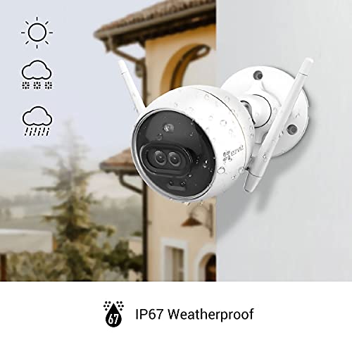 EZVIZ Outdoor Security Camera Dual Lens 1080P, Excellent Color Night Vision, Active Light & Siren Alarm with PIR Motion Detection, Weather Proof, Two-way Talk, the First Dual Lens Security Camera(C3X)