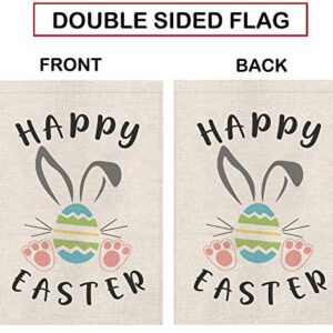 Happy Easter Bunny Egg Garden Flag Double Sided Burlap Yard Outdoor Decor Spring Summer Holiday Decorations 12.5 x 18 Inch