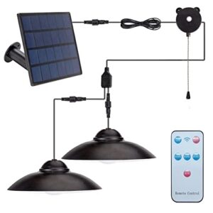 yrbxsky solar shed light indoor outdoor, solar pendant light motion sensor daytime work with pull cord & 4lighting modes, solar powered hanging lights for garage, garden, gazebo, patio, chicken coop