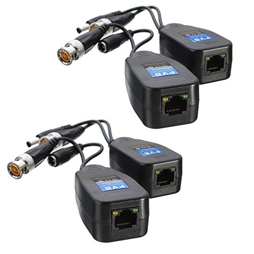 10 Pairs HD-CVI/TVI/AHD Passive Video Balun with Power Connector and RJ45 CAT5 Data Transmitter BNC Twisted Pair