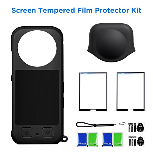 CYNOVA Insta 360 X3 Lens Cap Protector,Silicone Case Tempered Glass Protector Set for Insta360 X3 Accessories