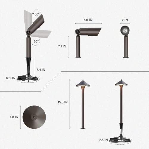 GOODSMANN 12V AC Landscape Lighting Kit with 6PCS 10W Bronze Halogen Pathway Lights & 4PCS Metal Material 20W Flooding Lights & 75Feet 16AWG Wire & 150W Outdoor Low Voltage Landscape Transformer