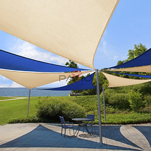 Patio Paradise 8' x8'x 8' Beige Sun Shade Sail Triangle Canopy - Permeable UV Block Fabric Durable Outdoor - Customized Available…