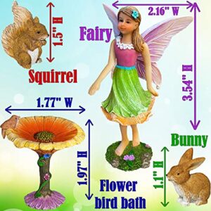 Mood Lab Fairy Garden Kit - Miniature Figurines & Accessories - Flower Set of 4 pcs - for Outdoor or House Decor