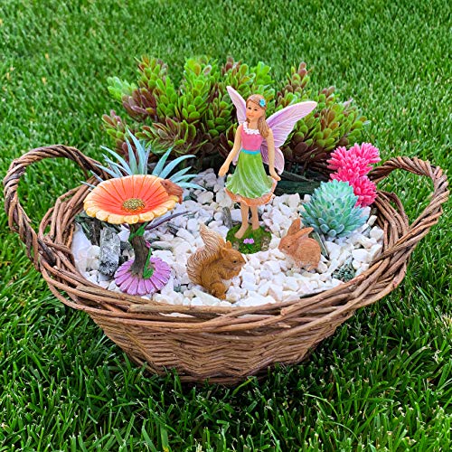 Mood Lab Fairy Garden Kit - Miniature Figurines & Accessories - Flower Set of 4 pcs - for Outdoor or House Decor