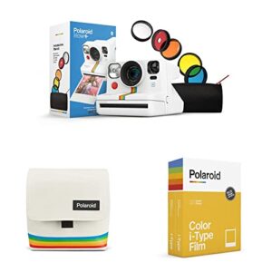 polaroid now+ white (9062) – bluetooth connected i-type instant film camera with bonus lens filter set & box camera bag, white (6057) & for i-type double pack, 16 photos (6009)