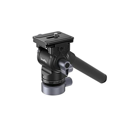 SmallRig Tripod Fluid Video Head with Leveling Base, Quick Release Plate for Arca Swiss and Adjustable Handle, Pan Tilt Head for Compact Cameras DSLR Cameras, Load up to 8.8lb/4kg-4170