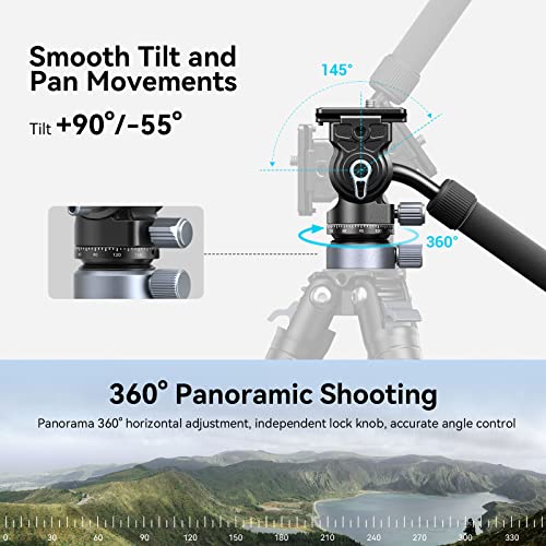 SmallRig Tripod Fluid Video Head with Leveling Base, Quick Release Plate for Arca Swiss and Adjustable Handle, Pan Tilt Head for Compact Cameras DSLR Cameras, Load up to 8.8lb/4kg-4170