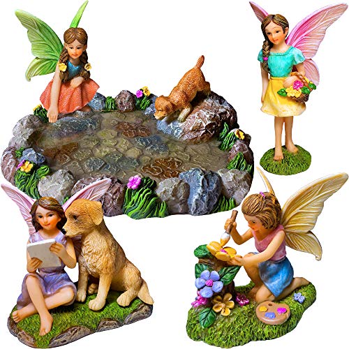 Mood Lab Fairy Garden Miniature Pond Kit - Figurines & Accessories Set of 5 pcs - Outdoor or House Decor