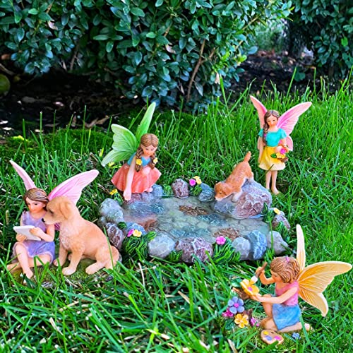 Mood Lab Fairy Garden Miniature Pond Kit - Figurines & Accessories Set of 5 pcs - Outdoor or House Decor