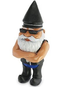 kovot biker gnome – 9″ h biker garden gnome weatherproof statue