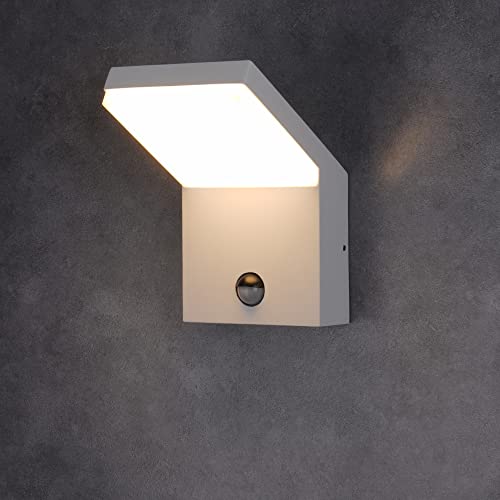 Outdoor Light Fixture with Motion Sensor LED Modern White Porch Light for Patio Garage Garden Doorway,IP54 Waterproof 100-240V 3000K