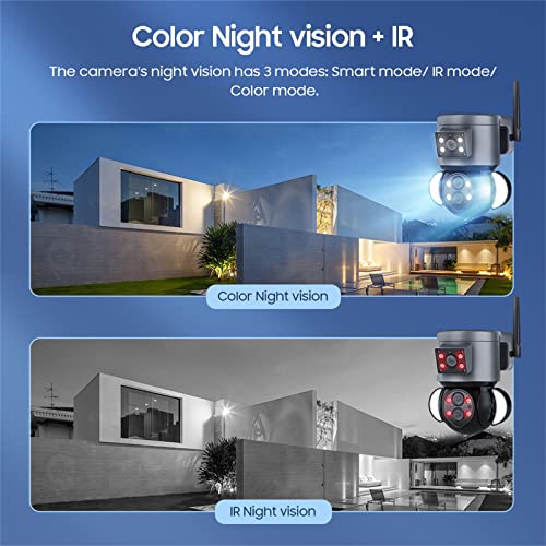 INQMEGAPRO 4MP Security Camera Outdoor, 10X Optical Zoom,Dual-Lens Outdoor Camera,360 Degree Pan/Tilt/Zoom Security Camera System with Motion Tracking, Two-Way Talk,Siren Alarm, Color Night Vision