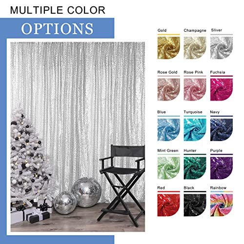 Hahuho Rose Gold Sequin Backdrop Curtain, 2PCS 2FTx8FT Glitter Backdrop Curtain for Parties, Christmas, Wedding, Party Decoration（2 Panels, 2FT x 8FT, Rose Gold