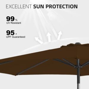 wikiwiki 9 FT Patio Umbrellas Outdoor Table Market Umbrella with Push Button Tilt/Crank,8 Sturdy Ribs, Fade Resistant Waterproof POLYESTER DTY Canopy for Garden, Lawn, Deck, Backyard & Pool