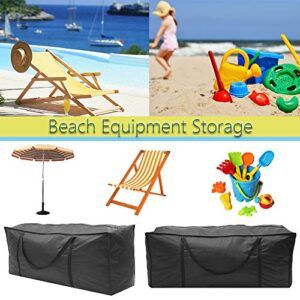 Patio Cushion Storage Bag Extra Large,Mayhour Outdoor Heavy Duty Waterproof Furniture Cushion Bags Cover Black with Zipper Handles for Garden Beach Picnic (46x18x20in)