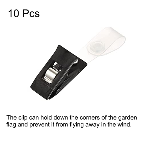 MECCANIXITY Anti-Wind Clips, Plastic Adjustable Yard Flag Stopper Clip Accessories for Garden Flag Stand Poles, Black Clear Pack of 10