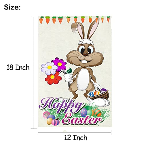 Easter Garden Flag Vertical Double Sided Rabbit Bunny Floral Egg Flag Yard Farmhouse Decoration 12 X 18 Inch