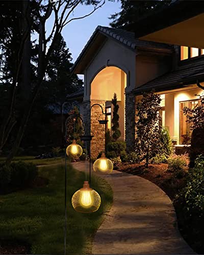 SHYMERY Hanging Solar Lights,Metal Solar Lantern LED Garden Outdoor Chandelier Rustic Edison Bulb Lamps Waterproof for Outdoor Hanging,Porch,Patio,Lanai,Pathway Decor(Bronze,1 Pack)