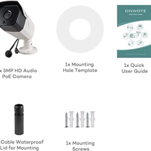 ONWOTE 5MP Super HD PoE IP Security Camera with Audio, Smart AI Human Detection, 2592x 1944 5 Megapixels, Indoor/Outdoor, 100ft IR, IP66, Add on Camera to PoE NVR or Switch