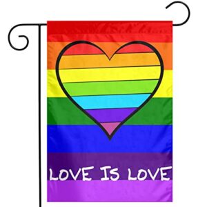 love is love rainbow pride garden flags vertical double sided holiday rainbow flag love is love garden flag outside decor for home yard farmhouse 12×18 inch