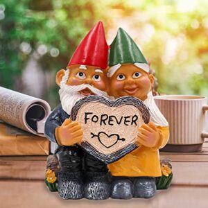 garden gnomes outdoor gnome statue couple in love collectible figurine lovers romantic statue gnomes garden decorations for patio, yard, lawn ornaments, home décor…