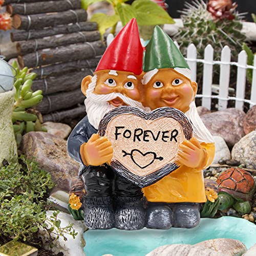 Garden Gnomes Outdoor Gnome Statue Couple in Love Collectible Figurine Lovers Romantic Statue Gnomes Garden Decorations for Patio, Yard, Lawn Ornaments, Home Décor…