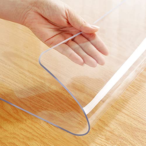 Square 1.5mm Thick PVC Clear Table Cover Protector 32x32 inch Waterproof PVC Table Protector for Birthday Patio Garden Dining Coffee Game Meeting Tabletop Vinyl Non-Slip Crystal Desk Pad Mat Durable