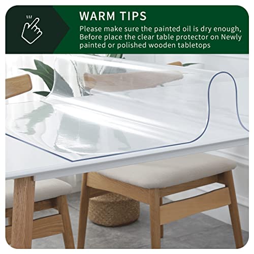 Square 1.5mm Thick PVC Clear Table Cover Protector 32x32 inch Waterproof PVC Table Protector for Birthday Patio Garden Dining Coffee Game Meeting Tabletop Vinyl Non-Slip Crystal Desk Pad Mat Durable